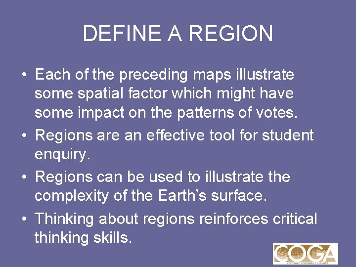 WHY REGIONS ARE IMPORTANT GEOGRAPHY OF ELECTIONS WORKSHOP