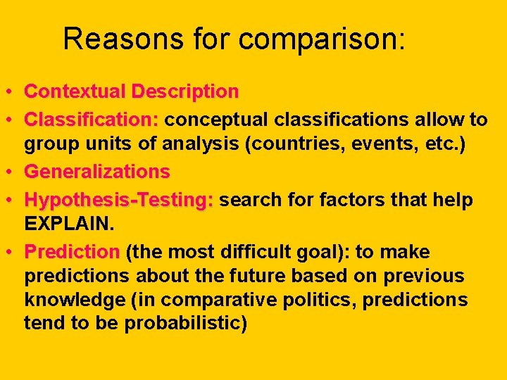 Reasons for comparison Contextual Description Classification conceptual ...