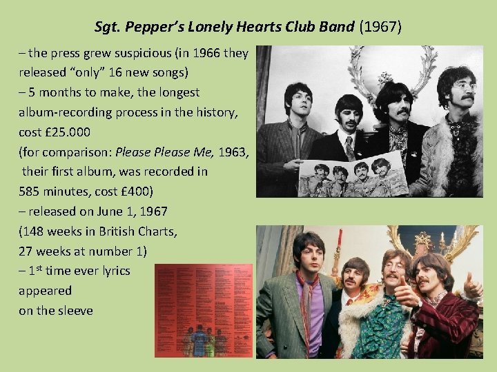 Lecture 6 Beatlemania Sgt Peppers Lonely Hearts Club