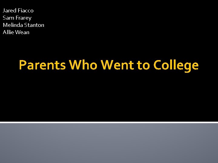 Jared Fiacco Sam Frarey Melinda Stanton Allie Wean