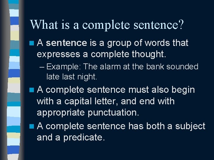 Sentence Structure Notes on types of sentences complete