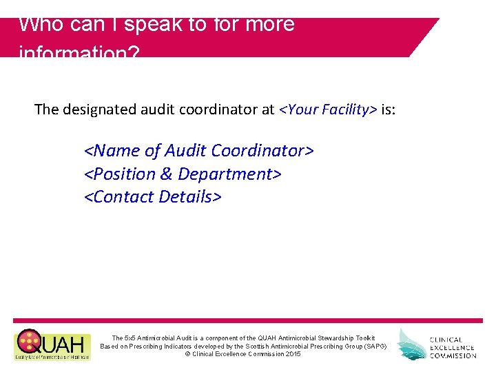 The 5 x 5 Antimicrobial Audit A brief