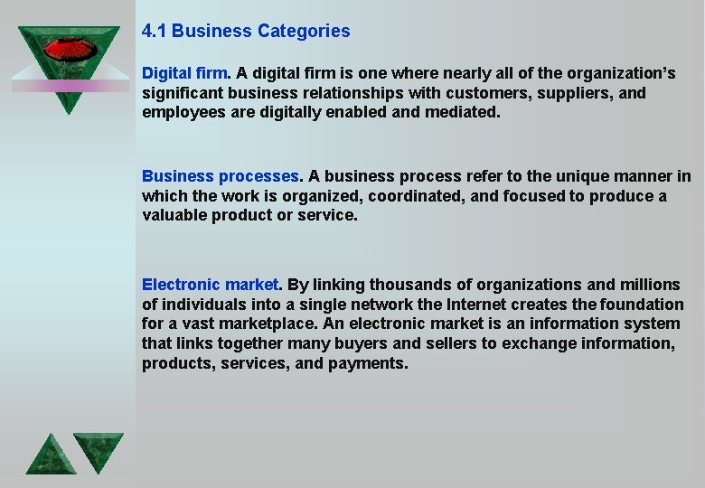 Chapter 4 BUSINESS CATEGORIES AND MODELS IN Internet