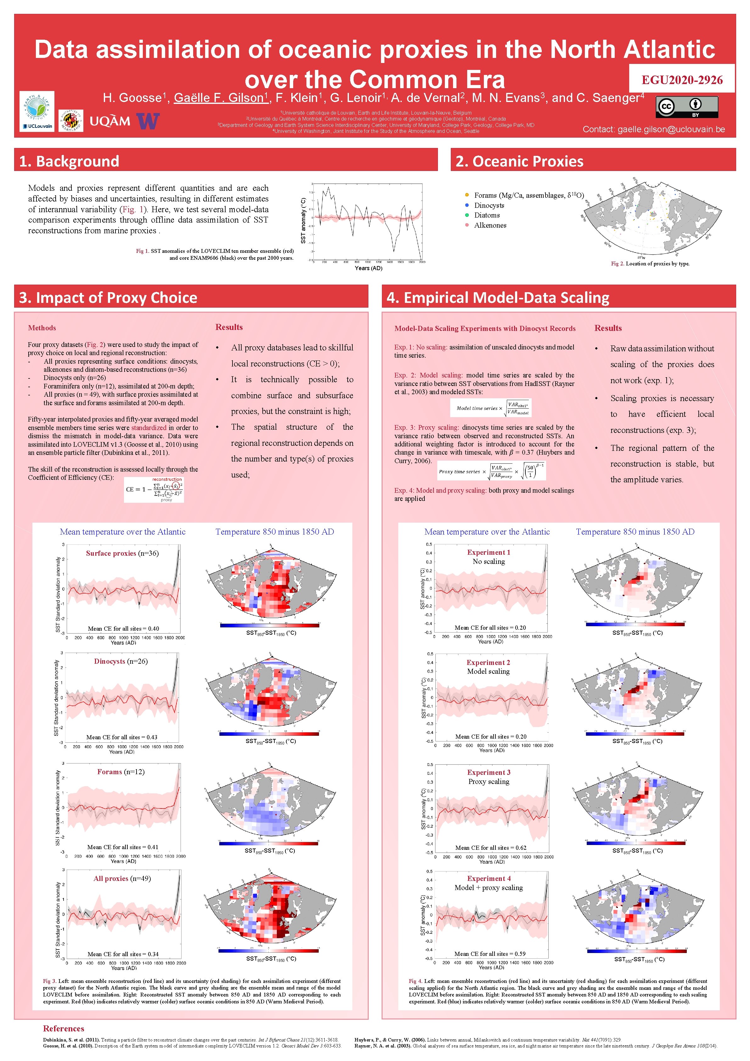 Data assimilation of oceanic proxies in the North