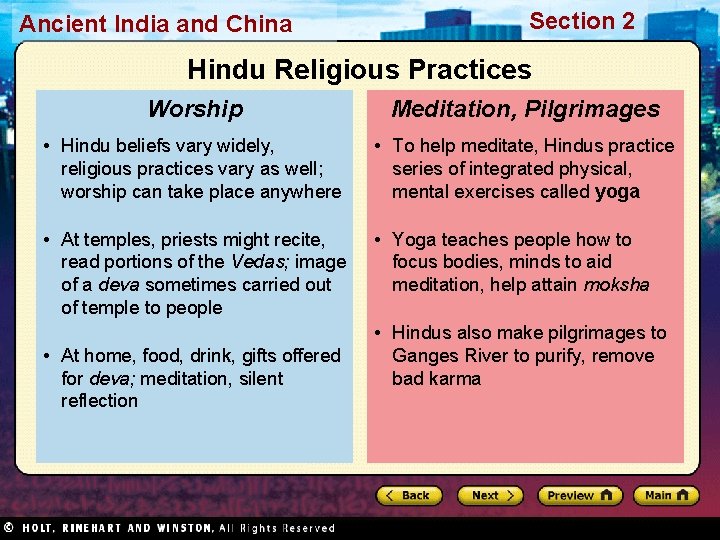 Ancient India and China Hinduism Preview Main Idea