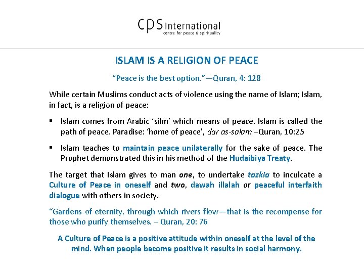SOCIAL HARMONY THROUGH CULTURE OF PEACE INTERFAITH DIALOGUE