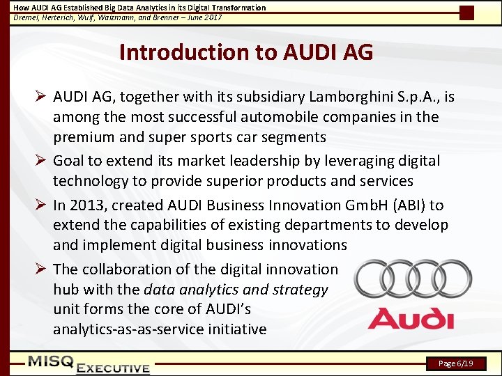 How AUDI AG Established Big Data Analytics in