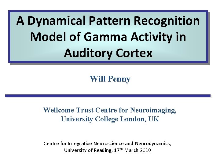 A Dynamical Pattern Recognition Model of Gamma Activity