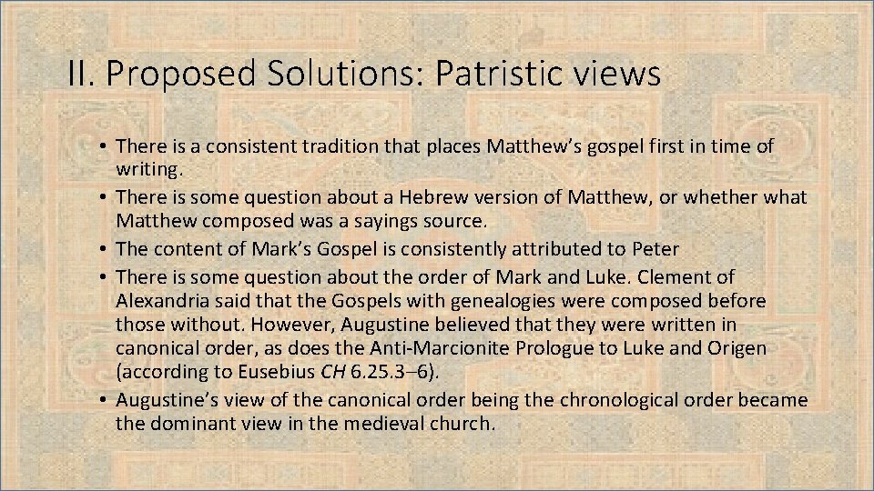 The Synoptic Problem An Overview By Noah Kelley