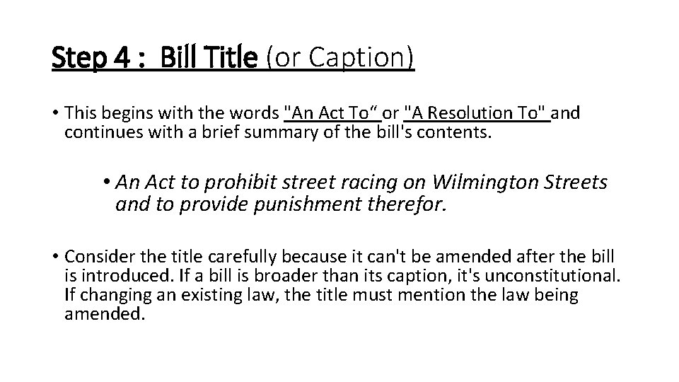 Nine Steps to Writing a Bill Step 1