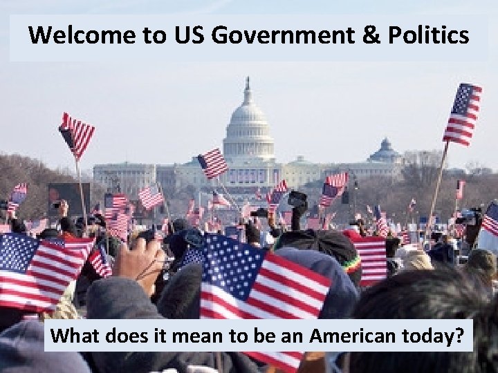 Welcome to US Government Politics What does it