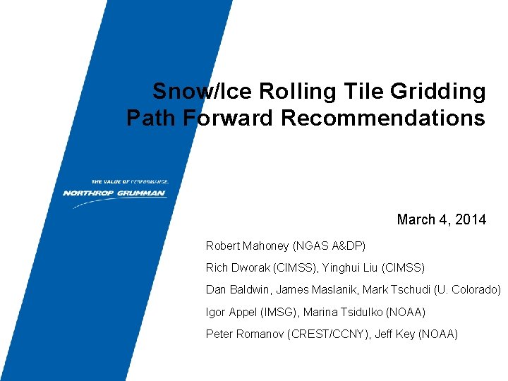 SnowIce Rolling Tile Gridding Path Forward Recommendations March
