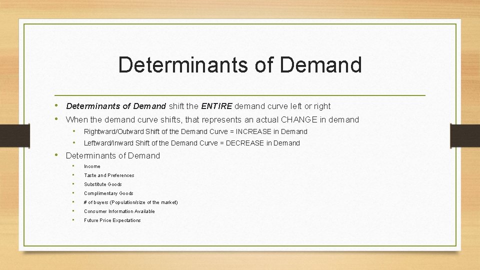 Introduction to Demand Components of Demand Demand Price