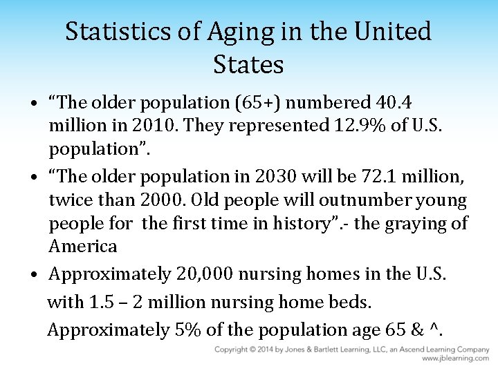 Chapter 2 The Aging Population Learning Objectives Review