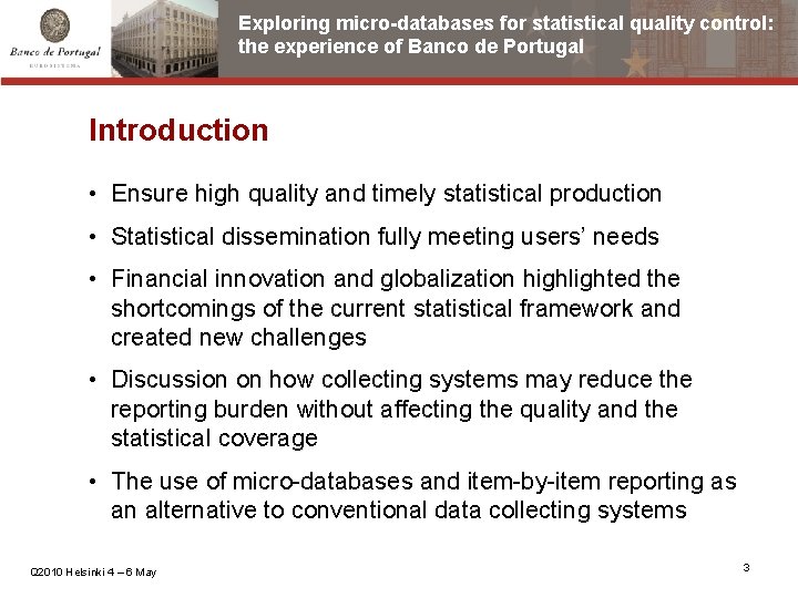 Exploring microdatabases for statistical quality control the experience