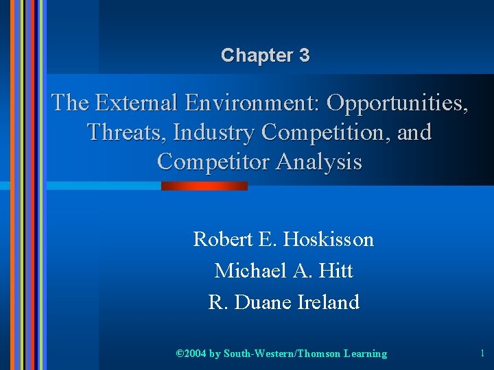 Chapter 3 The External Environment Opportunities Threats Industry