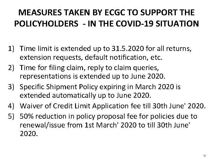 Presentation on ECGC Schemes and Measures Taken in