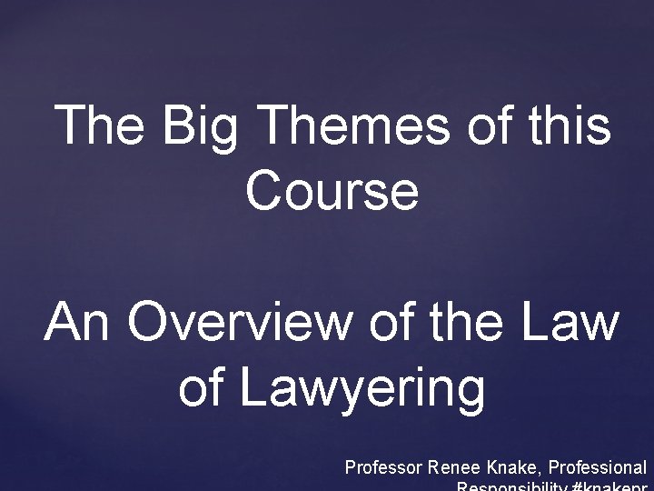 PROFESSIONAL RESPONSIBILITY CLASS 1 RENEE NEWMAN KNAKE RENEEKNAKE