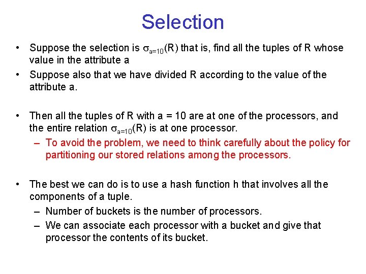 Parallel Algorithms for Relational Operations Models of Parallelism