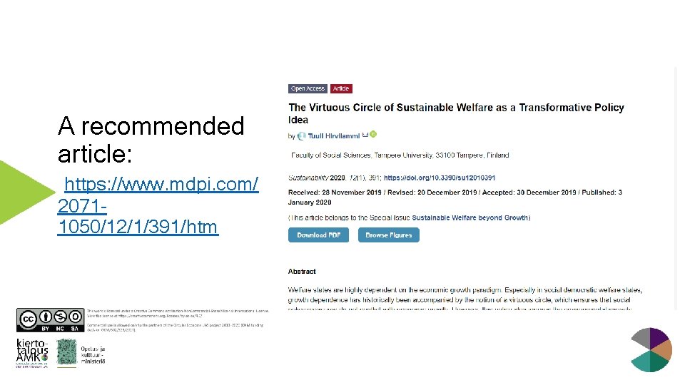 Sustainable welfare and circular economy Piia Nurmi 30