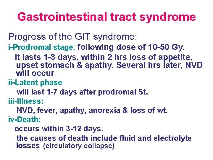 Eighth lecture Radiation syndromes and stages in human