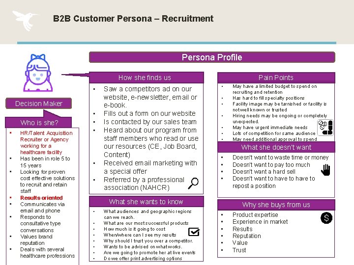 B 2 B Customer Persona Recruitment Persona Profile