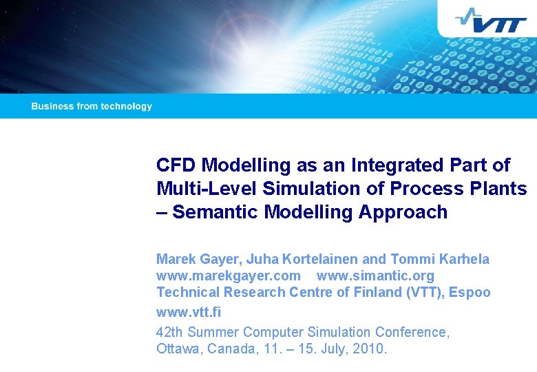 CFD Modelling as an Integrated Part of MultiLevel