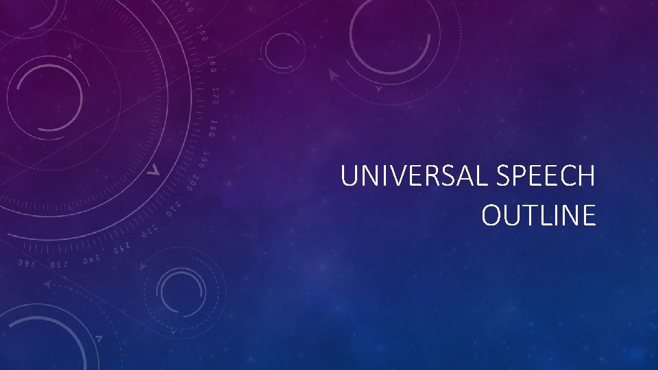 UNIVERSAL SPEECH OUTLINE I Tell Em What You