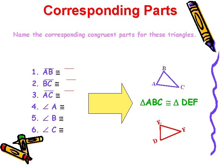 Triangle Congruence Define congruent Triangle ABC is congruent