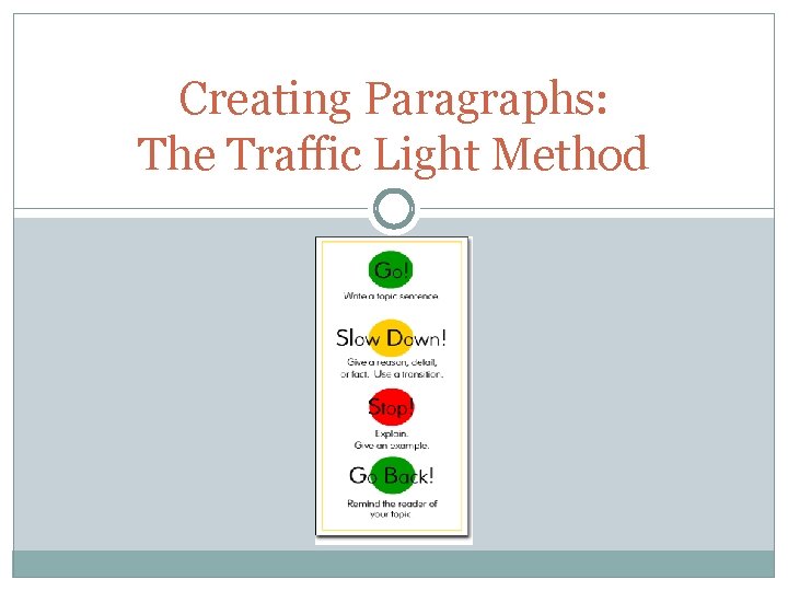 Creating Paragraphs The Traffic Light Method Green Light