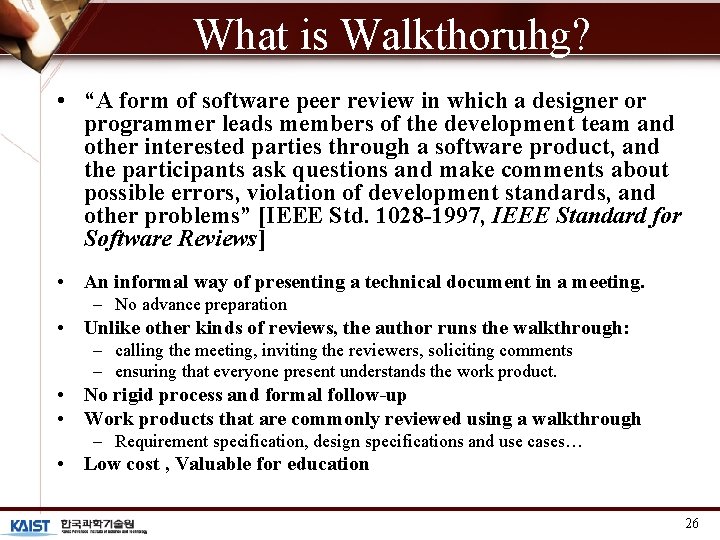 Software Engineering Principle SEP 521 Review Technique Jongmoon