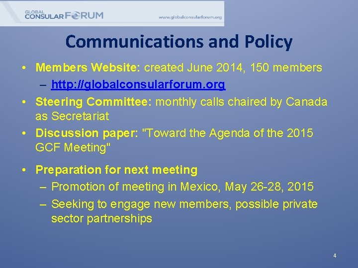 The Global Consular Forum The issues of our