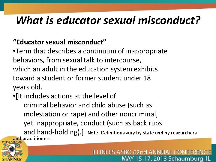 Sexual Abuse in Schools Hazing in Schools Presented