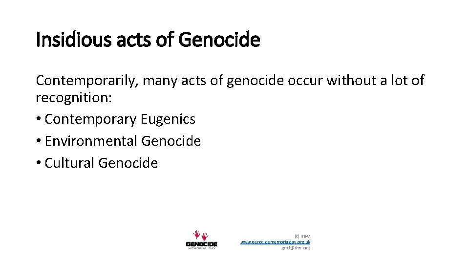 Lesson 6 Different types of Genocide and Genocidal