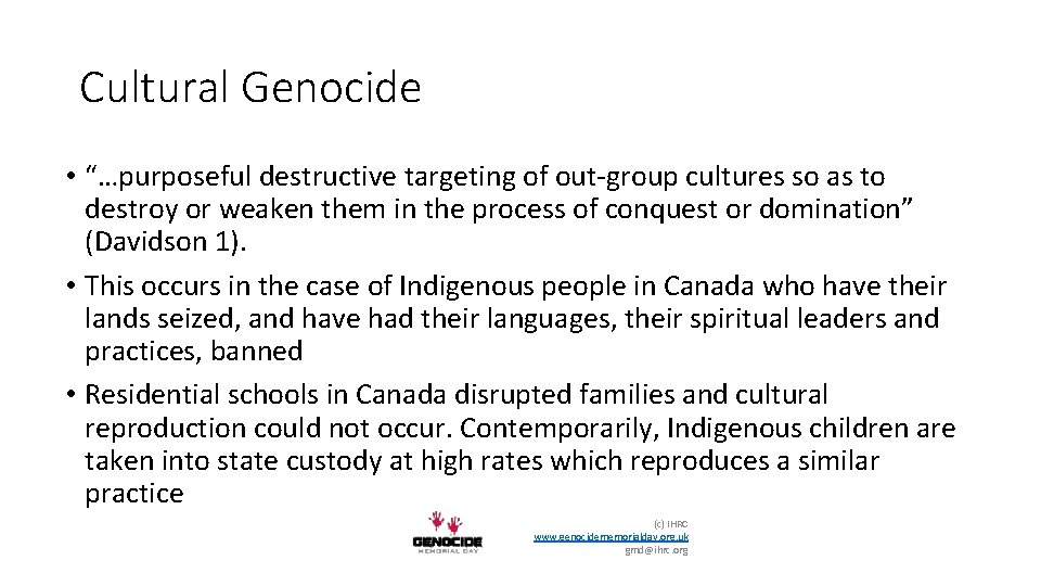 Lesson 6 Different types of Genocide and Genocidal