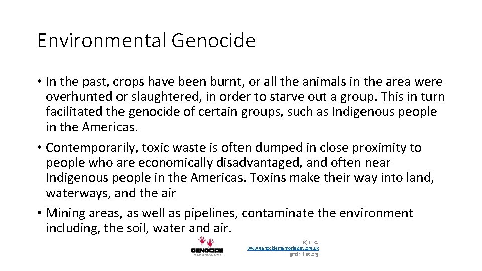Lesson 6 Different types of Genocide and Genocidal