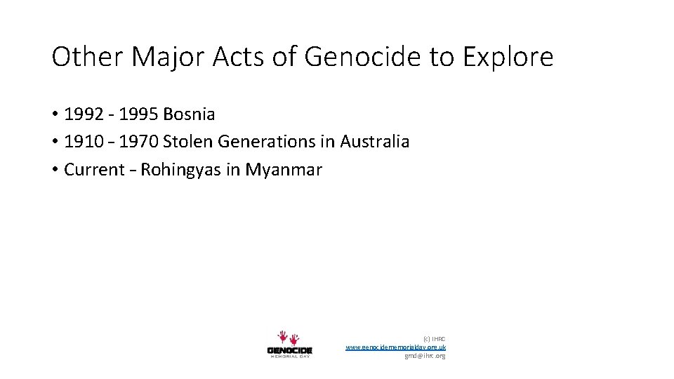 Lesson 6 Different types of Genocide and Genocidal