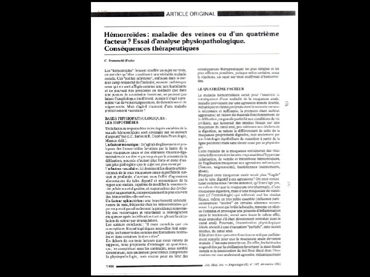 Hemorrhoids The 4 th Factor Claude Franceschi claude