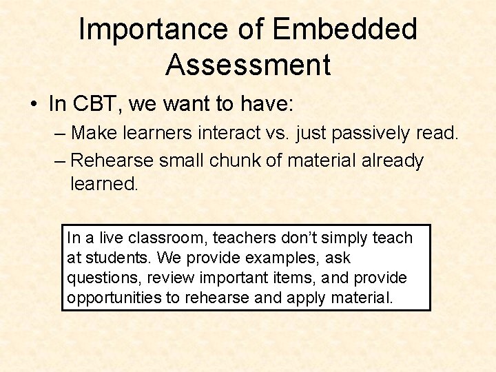 Creating Embedded Formative Assessment Dr Steve Broskoske Misericordia