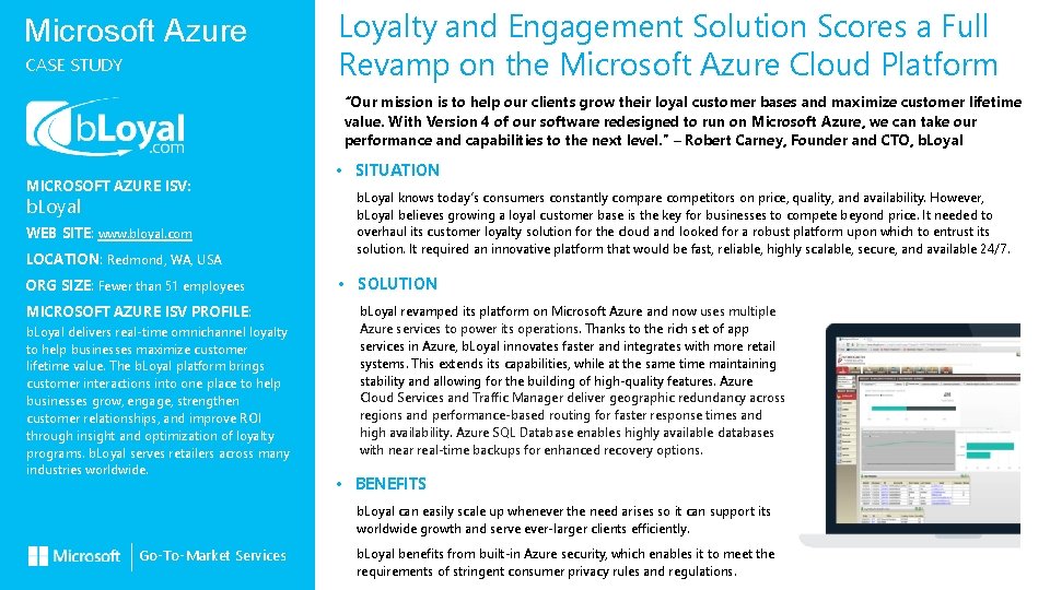 Microsoft Azure CASE STUDY Loyalty and Engagement Solution