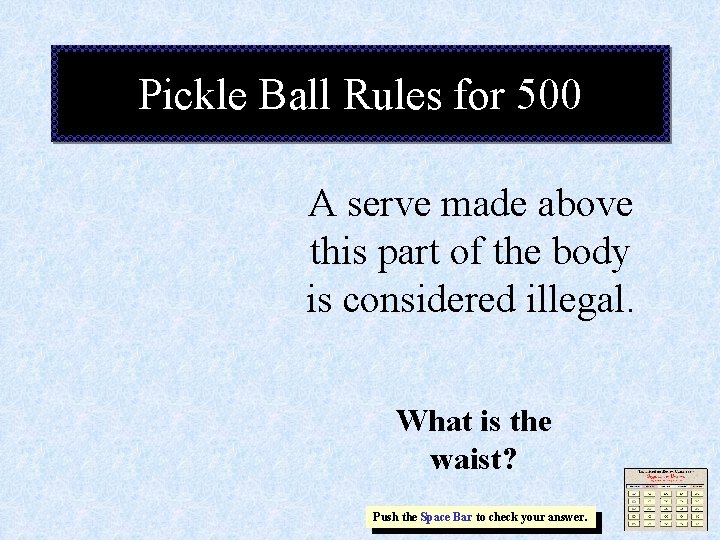 TOLT PE DEPT Net Sports Jeopardy Pickle Ball