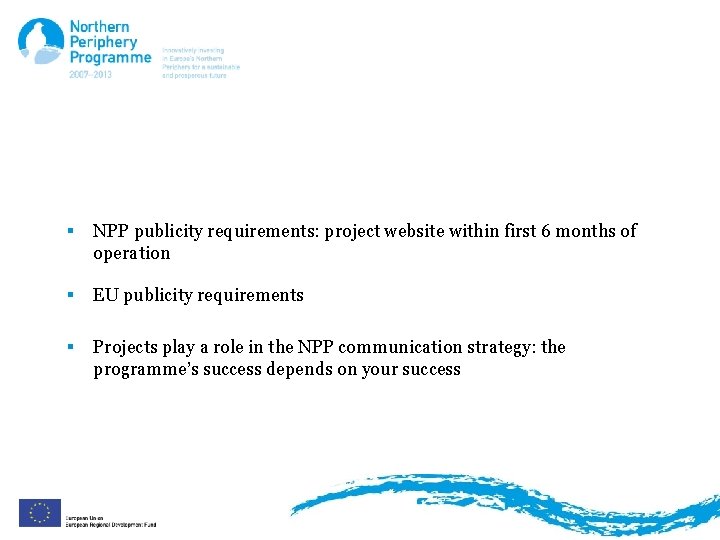 NPP expectations for project websites Part 1 Kirsti