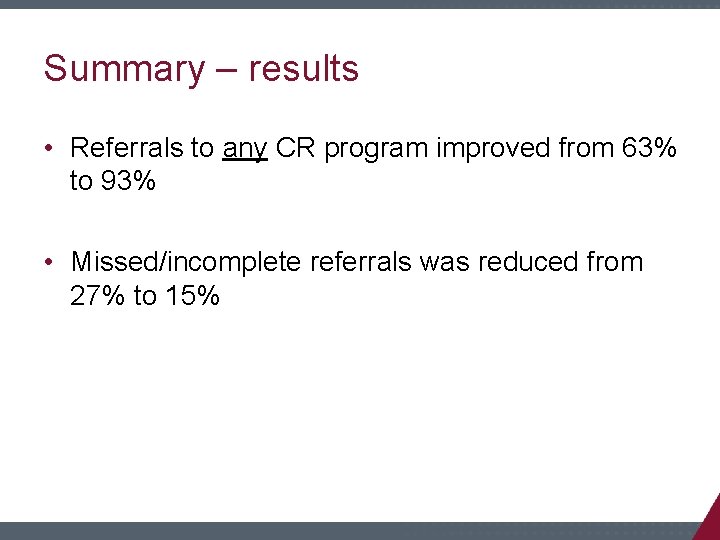 Cardiac Rehabilitation Secondary Prevention Referral and process review
