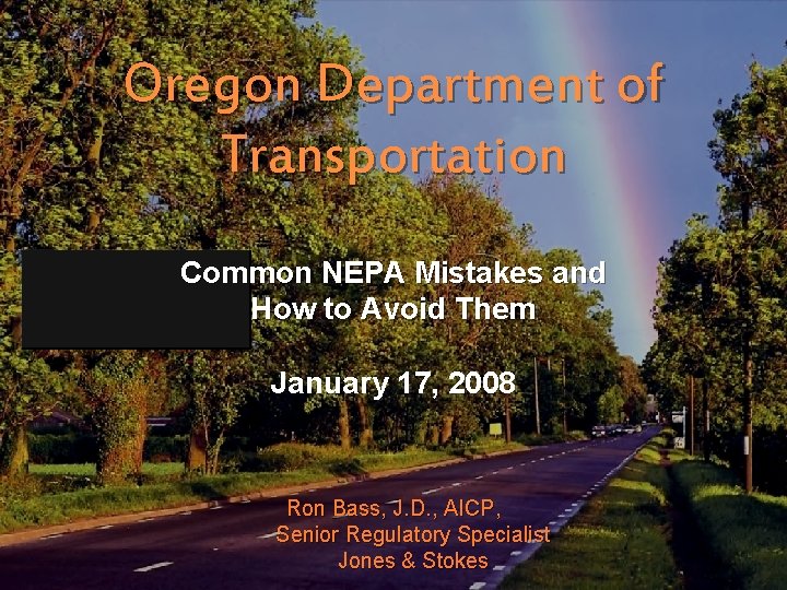 Oregon Department of Transportation Common NEPA Mistakes and