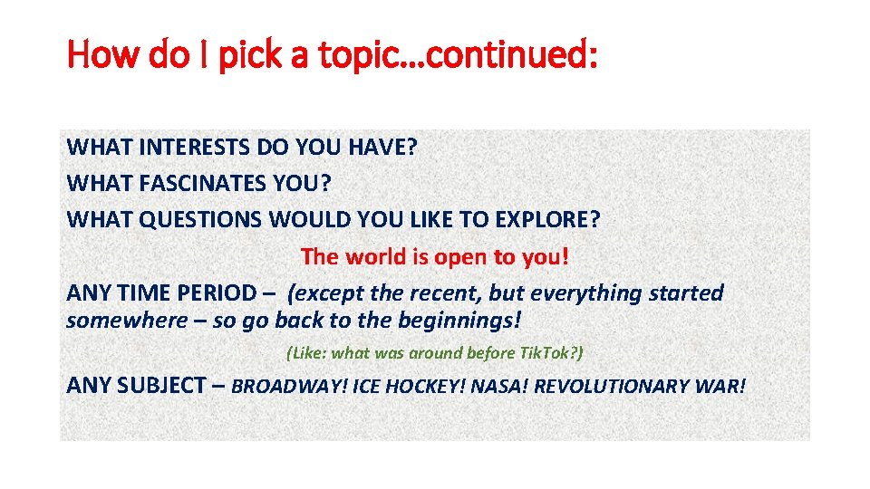 NATIONAL HISTORY DAY 2020 GETTING OFF TO A