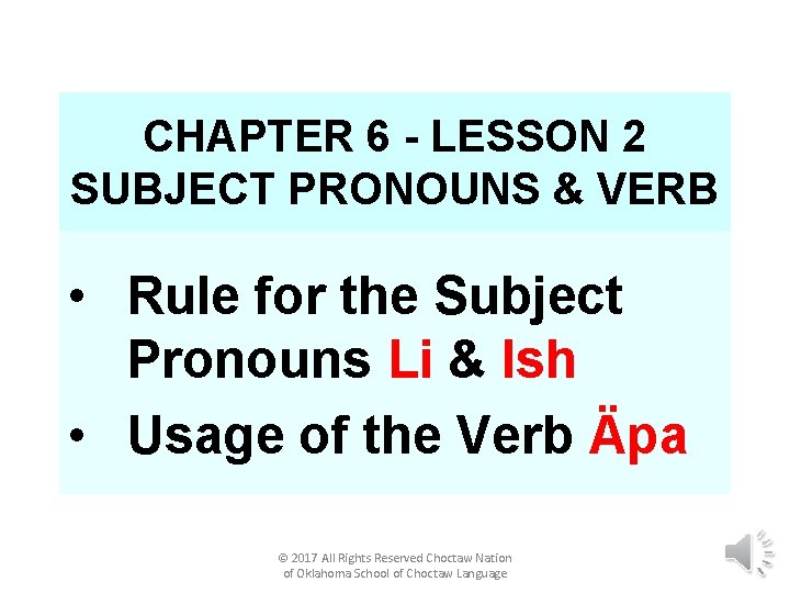 CHAPTER 6 LESSON 2 SUBJECT PRONOUNS VERB Rule