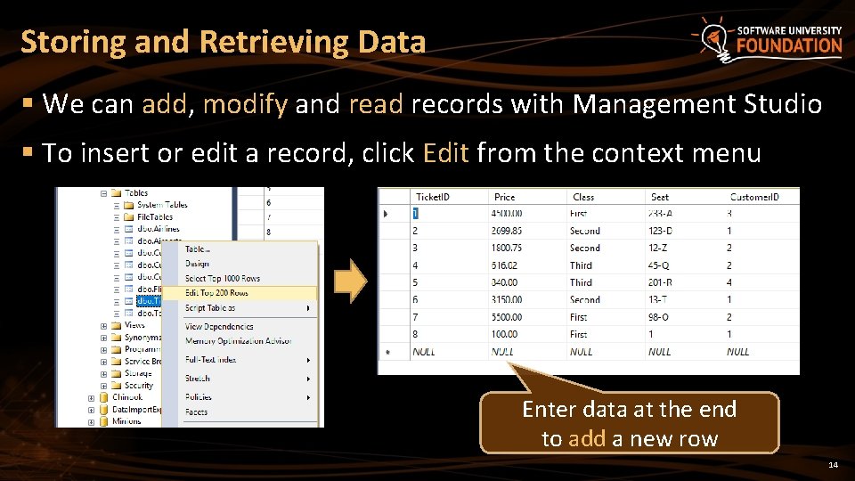 Data Definition and Data Types Managing DBs using