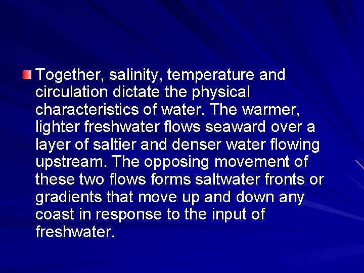 Ocean Water The distribution and stability of an