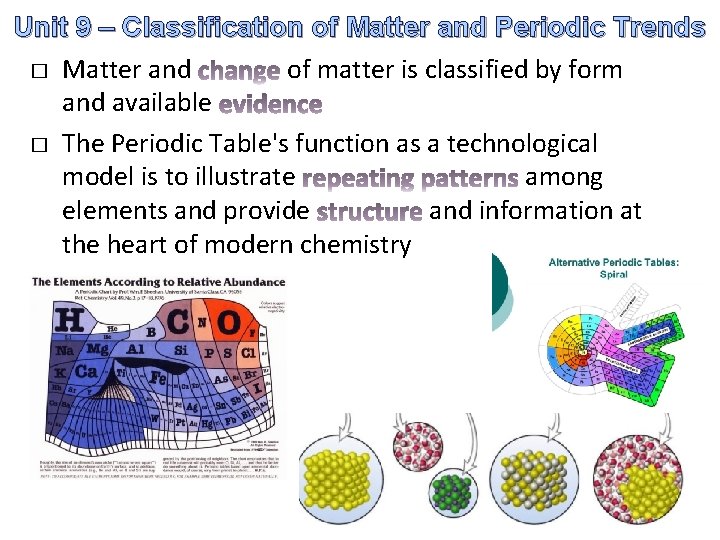 Unit 9 Classification of Matter and Periodic Trends