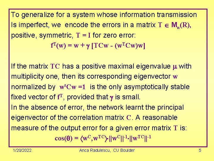 An extended Hebbian model of unsupervised learning Recent